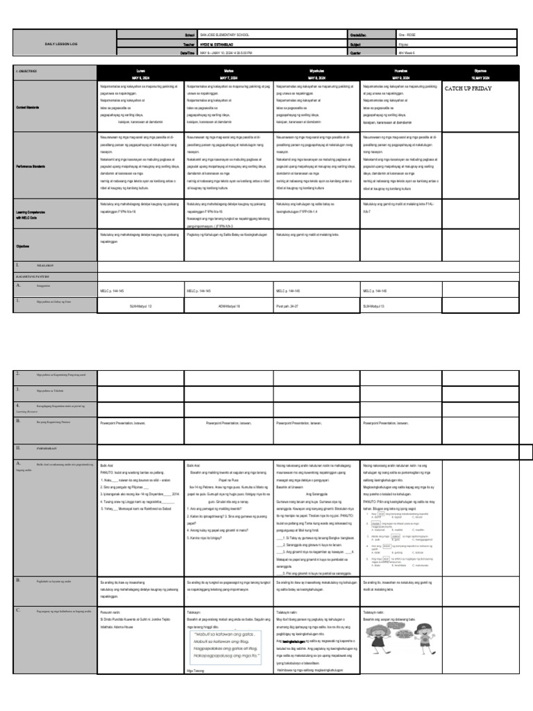 Q4 DLL Filipino Week-6 | PDF