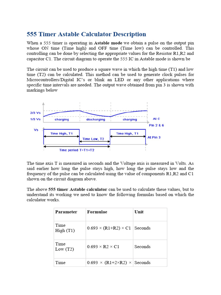 555 Timer Astable | Download Free PDF | Electrical Circuits ...
