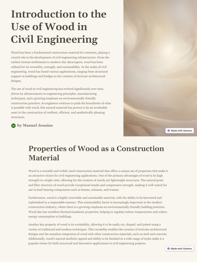 Wood in Civil Engineering: Benefits & Challenges | PDF | Wood ...