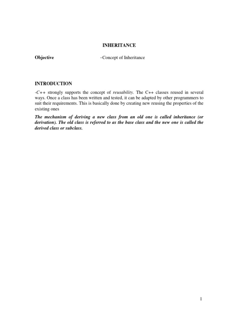 Inheritance Latest Pdf Inheritance Object Oriented Programming Class Computer Programming