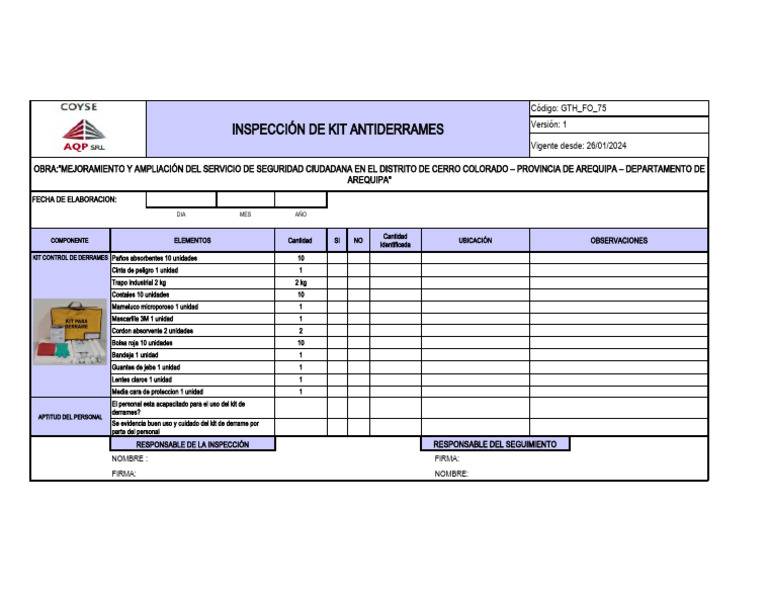 Inspección de Kit Antiderrames 2024 | PDF
