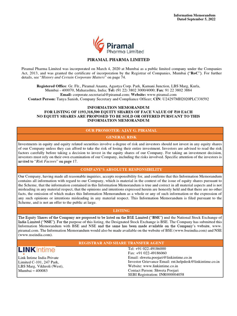 Information Memorandum PPL | PDF | Taxes | Stocks