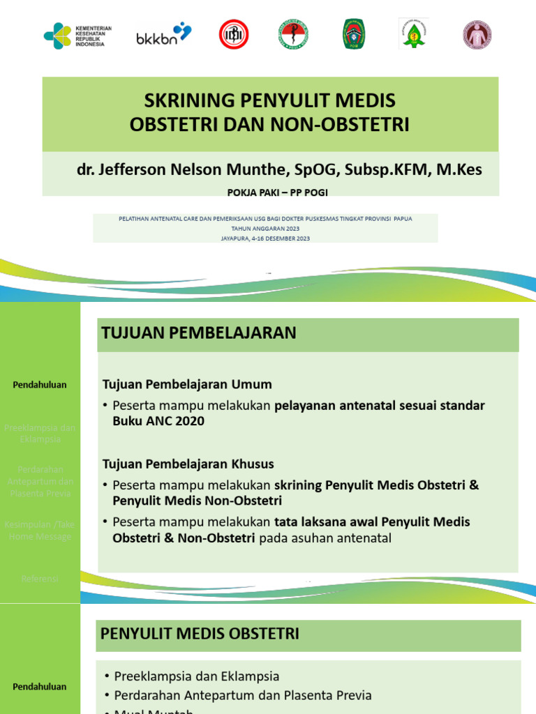 Skrining Penyulit Medis Kehamilan | PDF