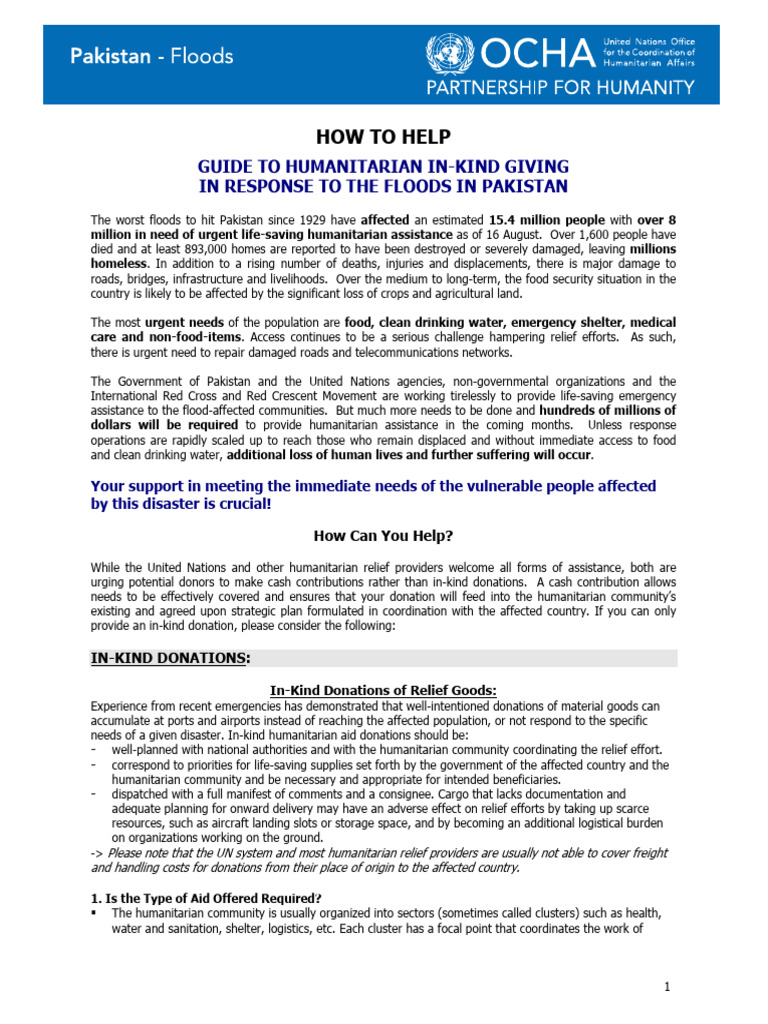 Guide to Giving in-kind | PDF | Humanitarian Aid