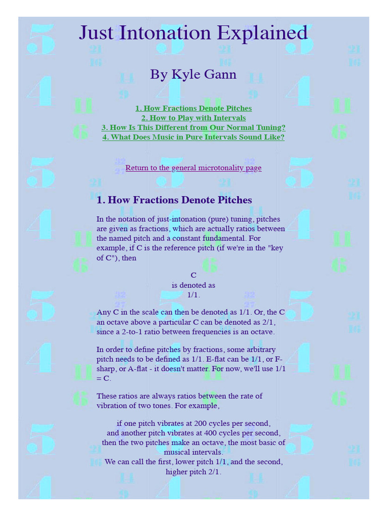 Just Intonation Explained - Gann | PDF | Interval (Music) | Cent (Music)