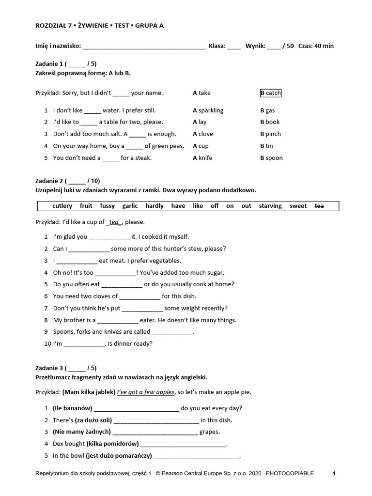Repet cz1 U7 Test A | PDF