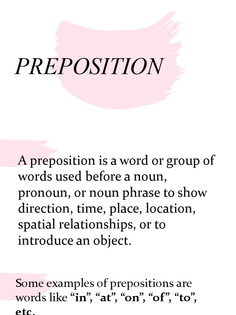 Preposition | PDF | Preposition And Postposition | Word