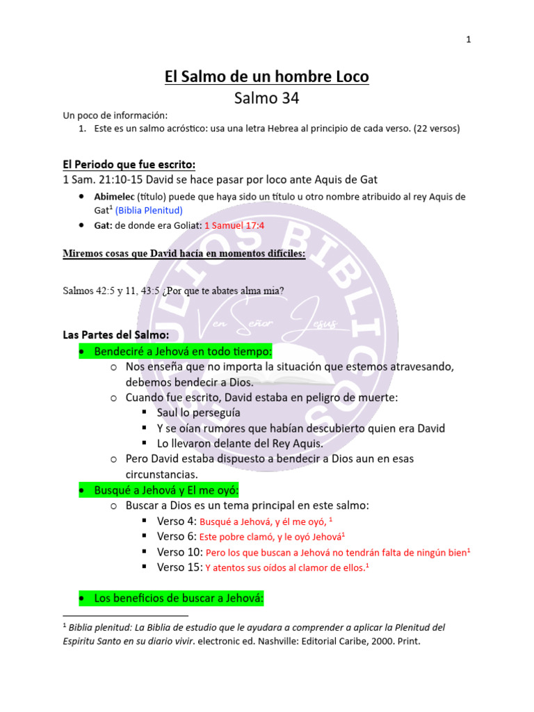 Salmos 34 | PDF | David | Salmos