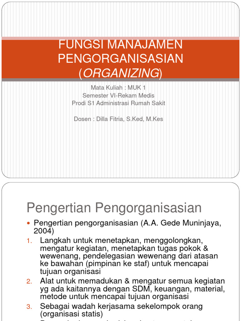 Fungsi Manajamen Pengorganisasian (Organizing) | PDF | Karier & Perkembangan
