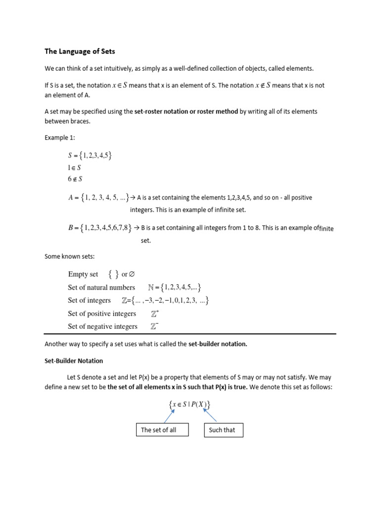 The Language of Sets | Download Free PDF | Set (Mathematics ...