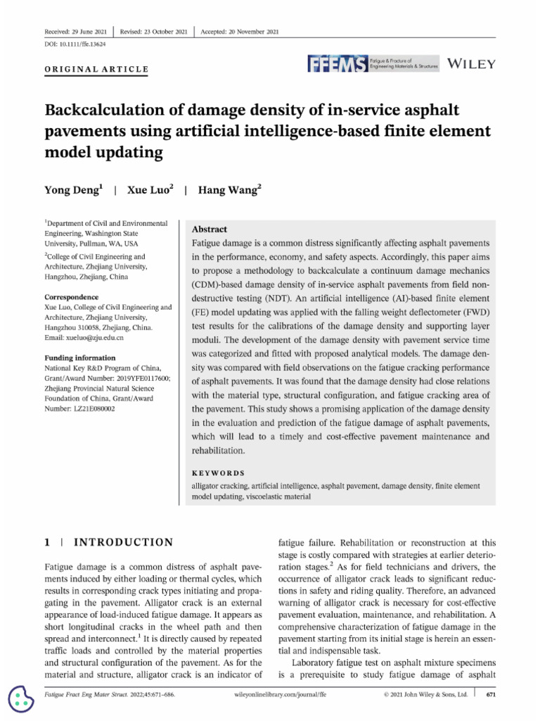 Backcalculation of Damage Density of in Service Asphalt Pavements Using Artificial Intelligence ...