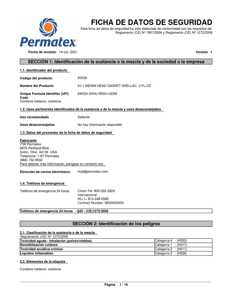 01 Shellac Sellador de Roscas | Descargar gratis PDF | Sustancias ...