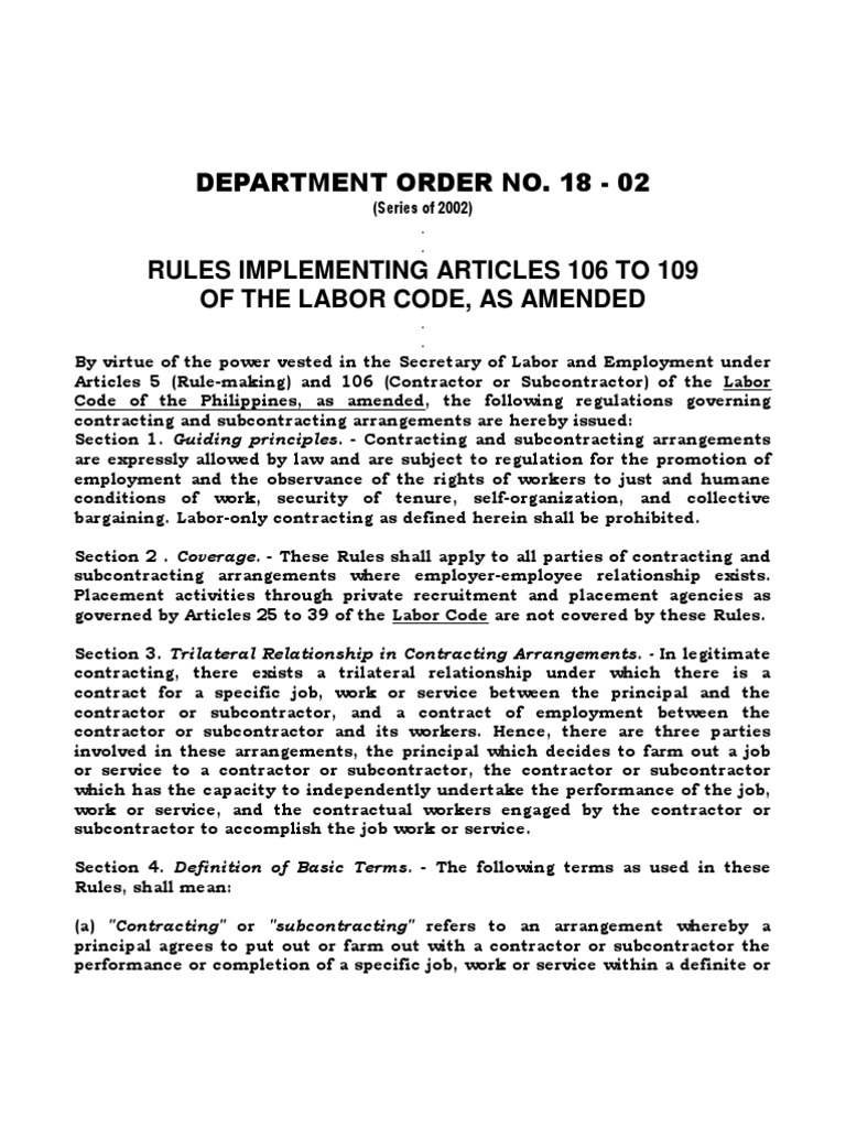 Department Order No 18-02 | Independent Contractor | Employment