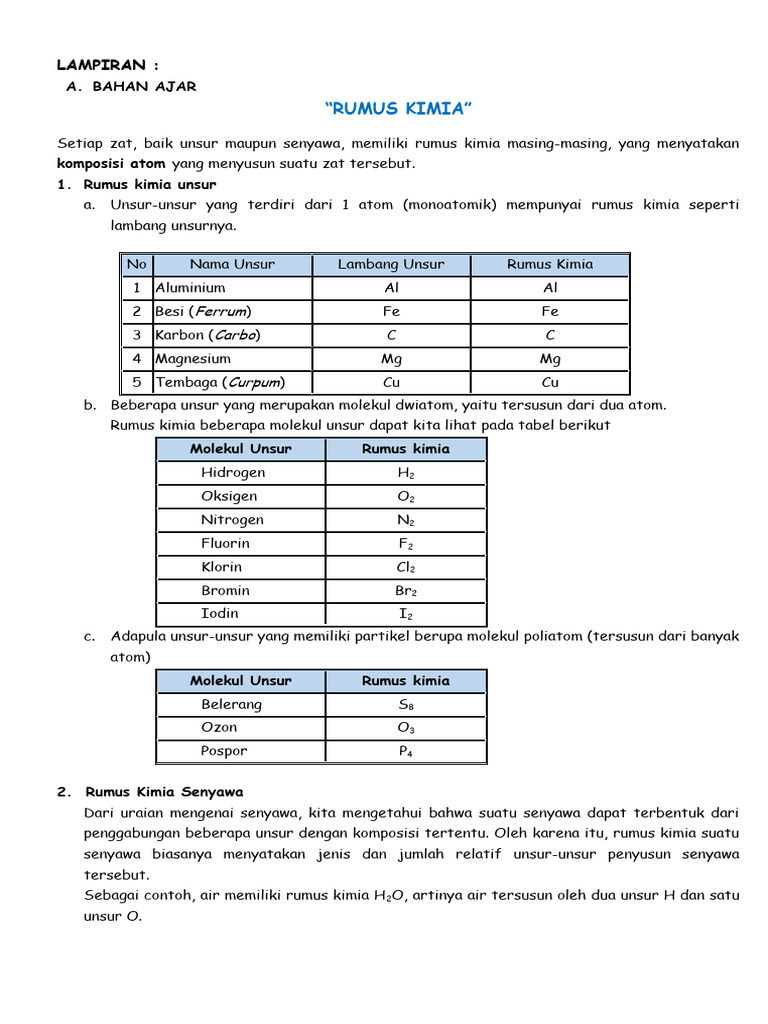 RUMUS KIMIA - X.1 SD X.3 | PDF