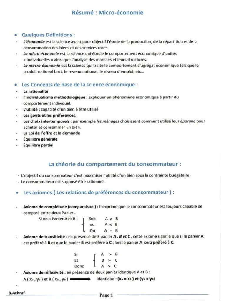 Résumé Microéconomie | PDF