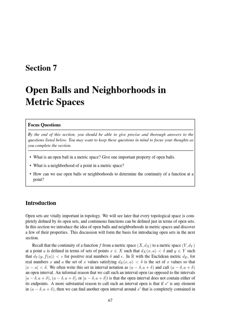 Open Balls and Neighborhoods in Metric Spaces | PDF | Continuous Function | Topology