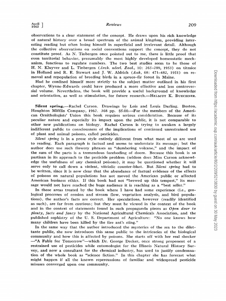 Silent_Spring_Rachel_Carson | PDF | Pesticide