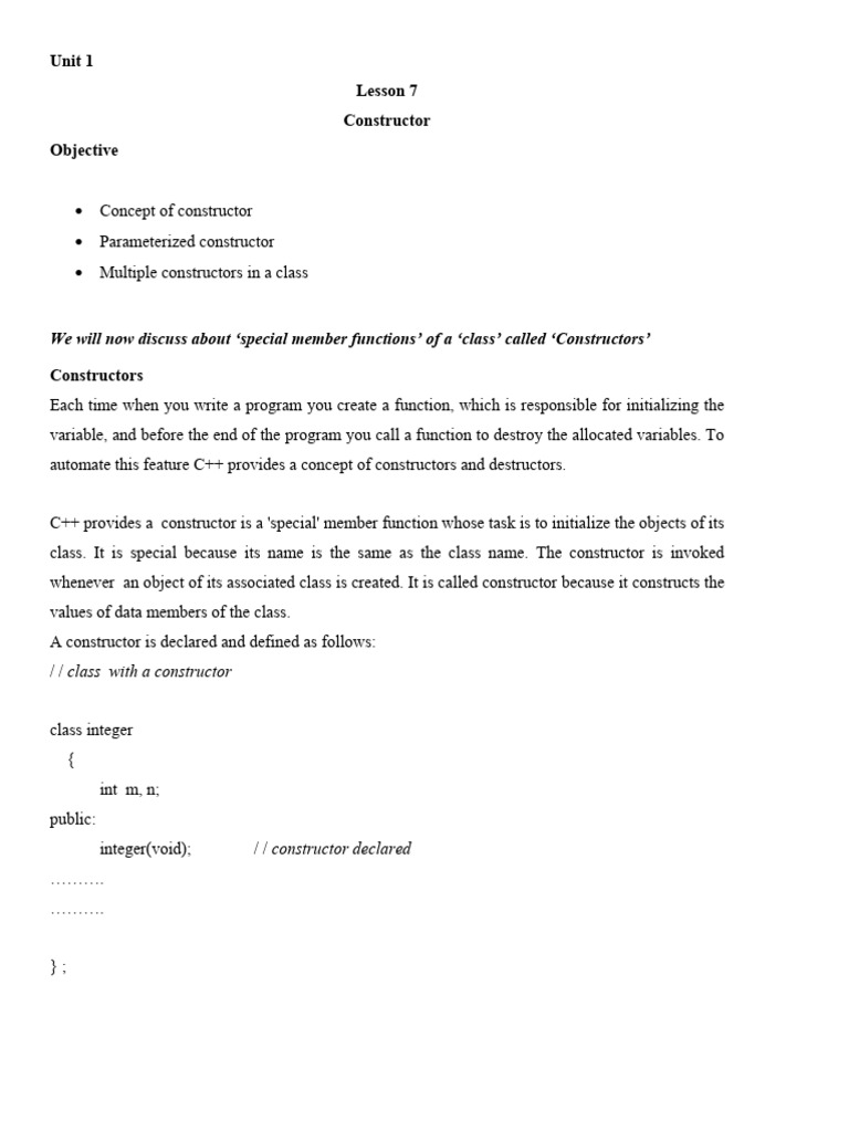 Lecture 07 Pdf Constructor Object Oriented Programming Programming 7572