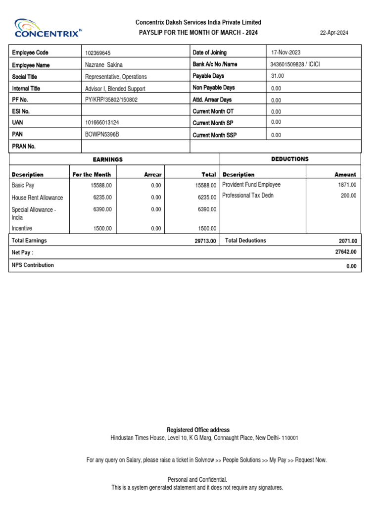 Pay Slip June 2024 Trula Ingaborg - Free Word Template