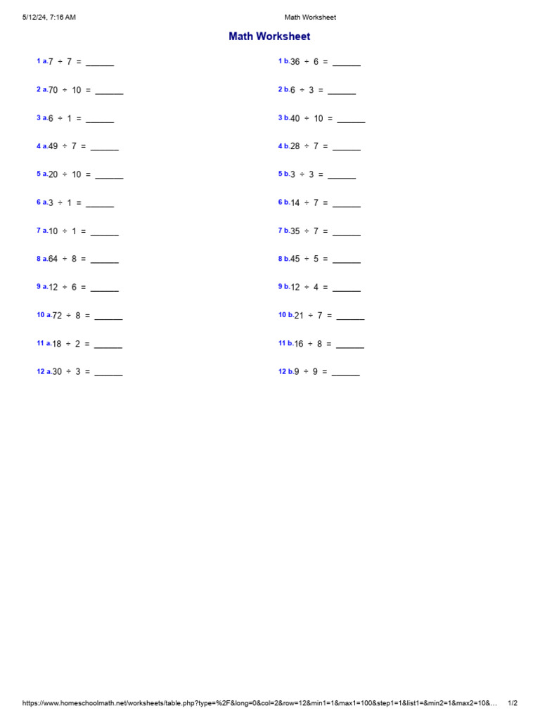 Division Practice for Kids | PDF