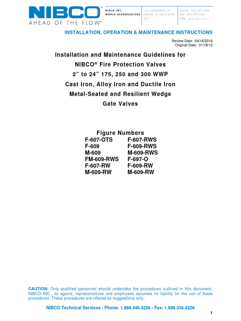 Fire Protection Gate Valves - OM | PDF | Valve | Screw
