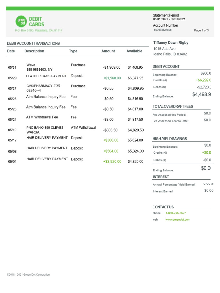 February 2020 Debit Account Statement | PDF | Debit Card | Debits And ...
