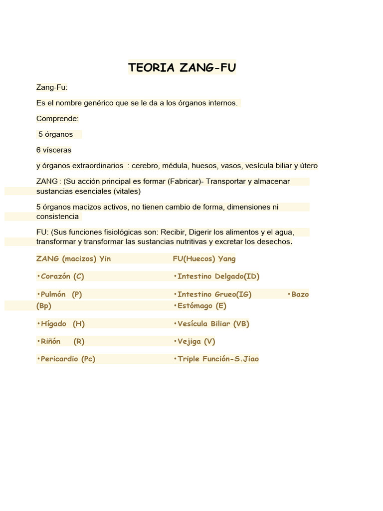 Teoría de Los Zang Fu | PDF | Corazón | Respiración