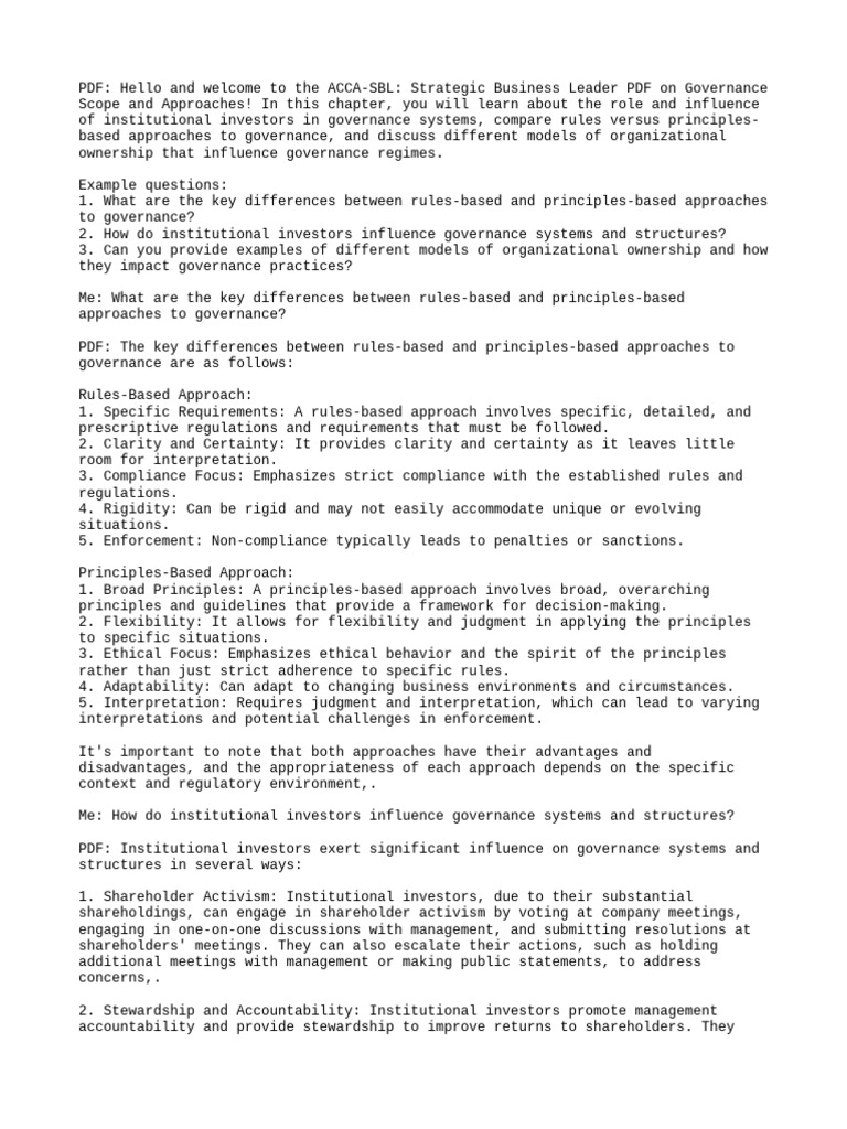 Governance Approaches and Investor Impact | PDF | Sarbanes–Oxley Act ...