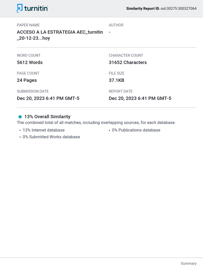 Acceso A La Estrategia Aec - Turnitin - 20!12!23... Hoy | PDF ...