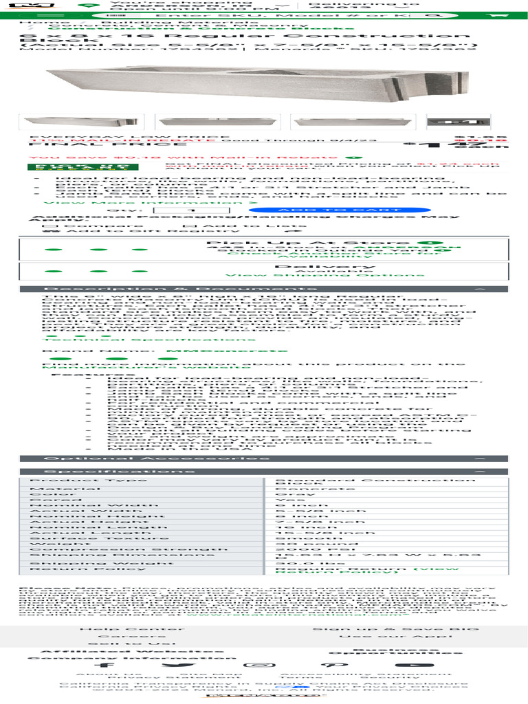6 X 8 X 16 Regular Construction Block at Menards® | PDF | Rebate ...