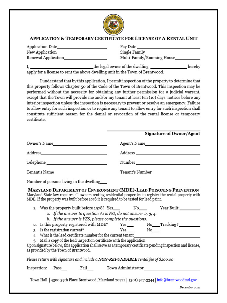 Rental License Application Updated 12-2021 | PDF | License | Renting