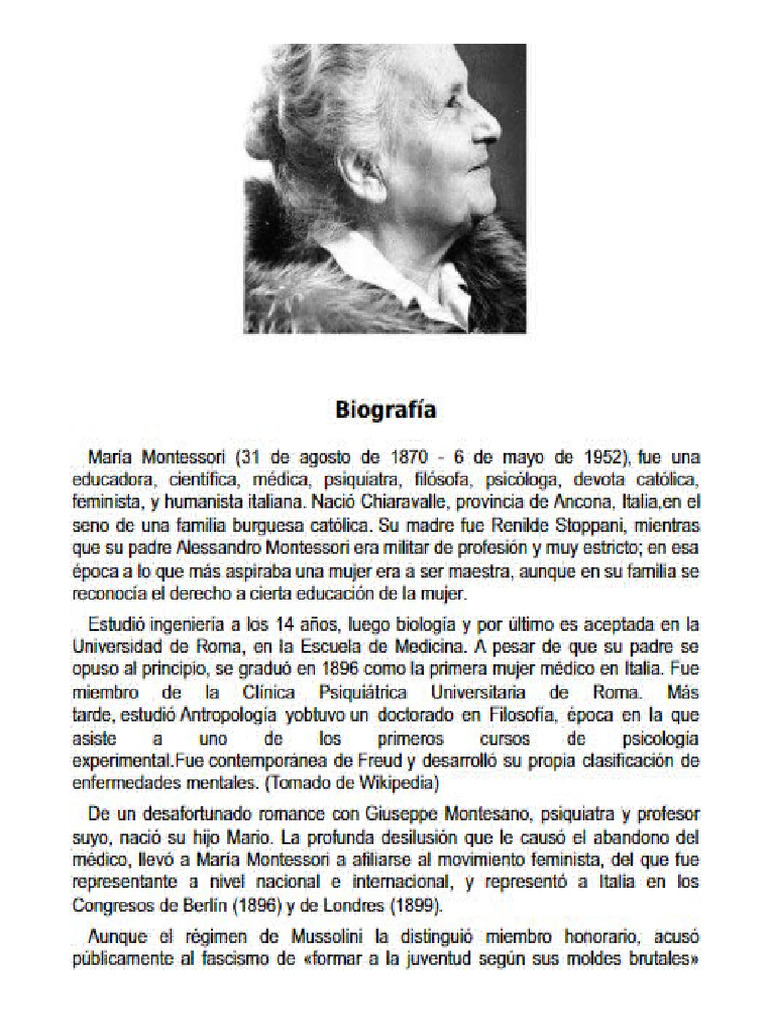 Biografia de Mariia Montessori | PDF