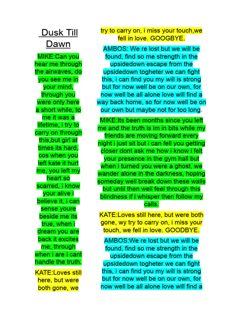 Dusk Till Dawn | PDF | Art | Poetry