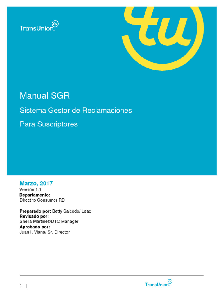 TransUnion DTC Manual SGR-Suscriptores | PDF | Tarjeta de crédito