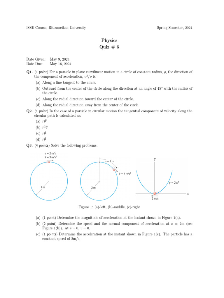 Ritsumeikan University Physics Quiz 5 | PDF | Teaching Methods ...