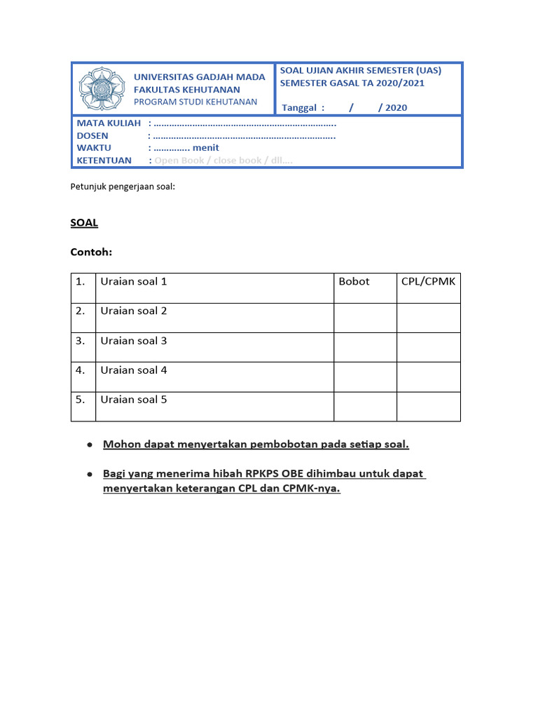2 Template Kop Soal Uas 2020gan | PDF