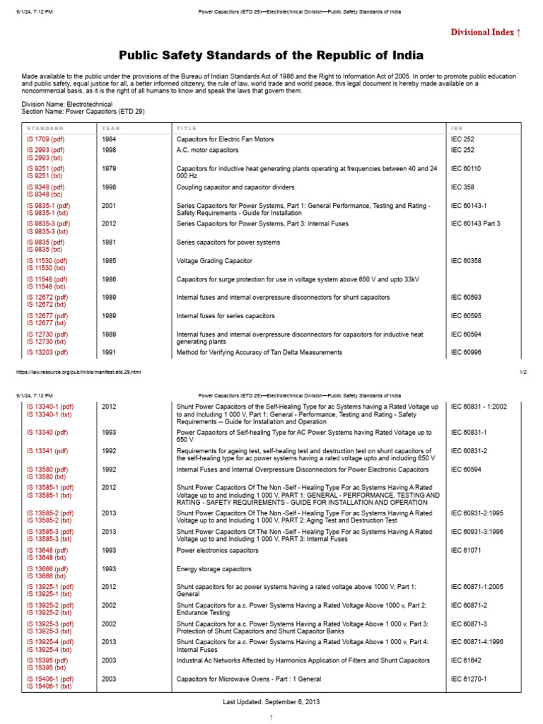 Power Capacitors (ETD 29) - Electrotechnical Division-Public Safety ...