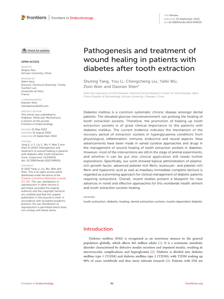Pathogenesis and Treatment of Wound Healing in Patients With Diabetes ...