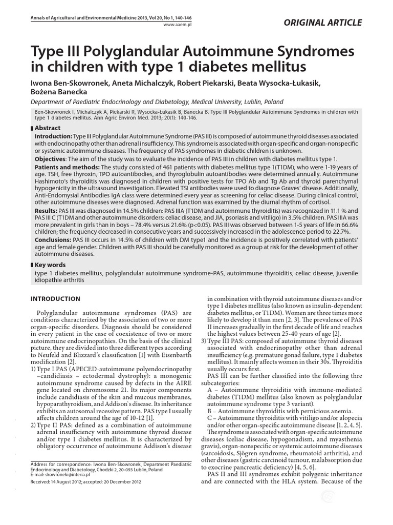 PAS III in Children with T1DM | PDF | Autoimmune Disease | Endocrine System