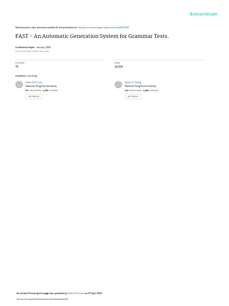 Fast An Automatic Generation System For Grammar Pdf Educational Assessment Multiple Choice 