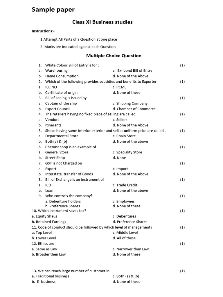 BST Sample Paper | PDF | Insurance | Legal Liability