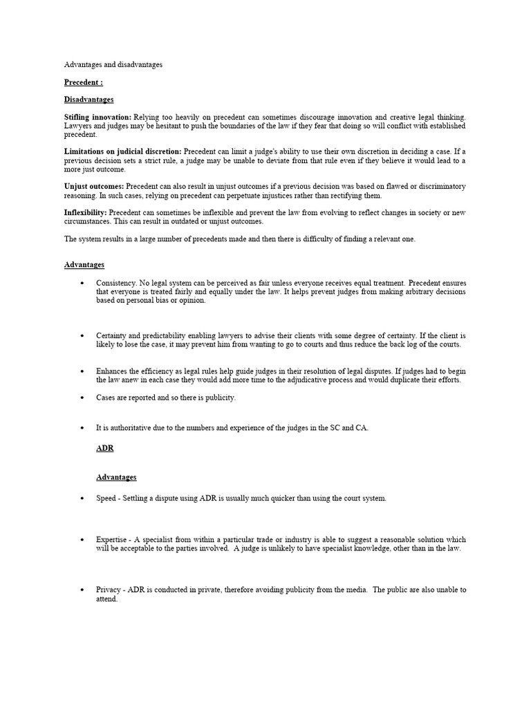 Advantages and Disadvantages | PDF | Alternative Dispute Resolution | Barrister