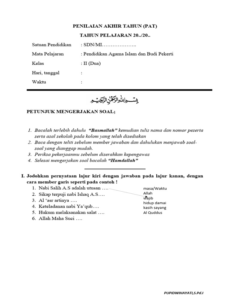 Soal PAT PAI Kelas 2 | PDF