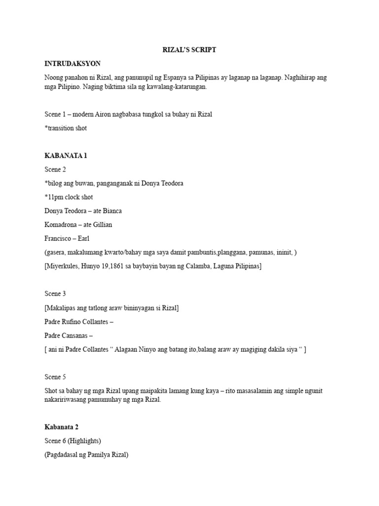 Rizal Script | PDF