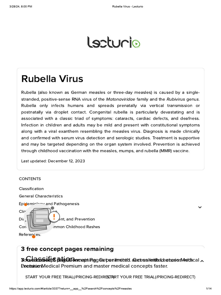 Rubella Virus - Lecturio | PDF | Virus | Measles
