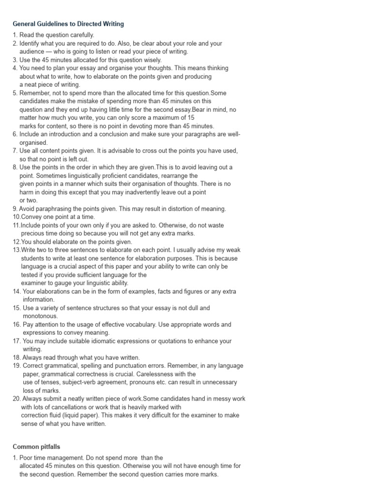 Sample Essays Form 4 and Gudelines To Directed Continuous Writing | PDF ...