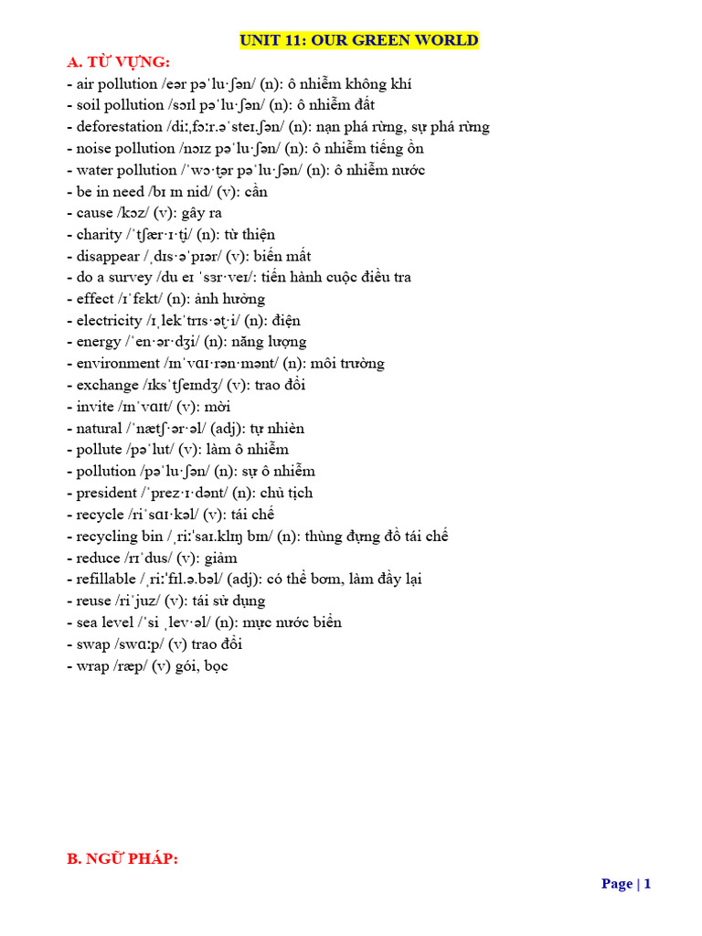 Bai Tap Tieng Anh 6 Global Success UNIT 11 | PDF