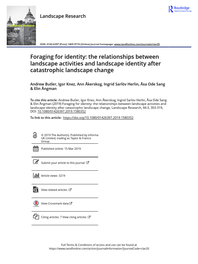 Foraging for Identity the Relationships Between Landscape Activities and Landscape Identity ...