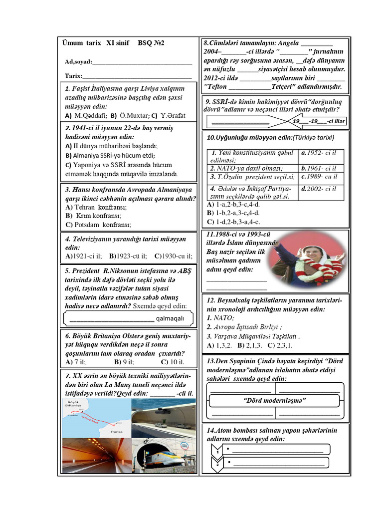Ümum Tarix XI Sinif BSQ 2 | PDF