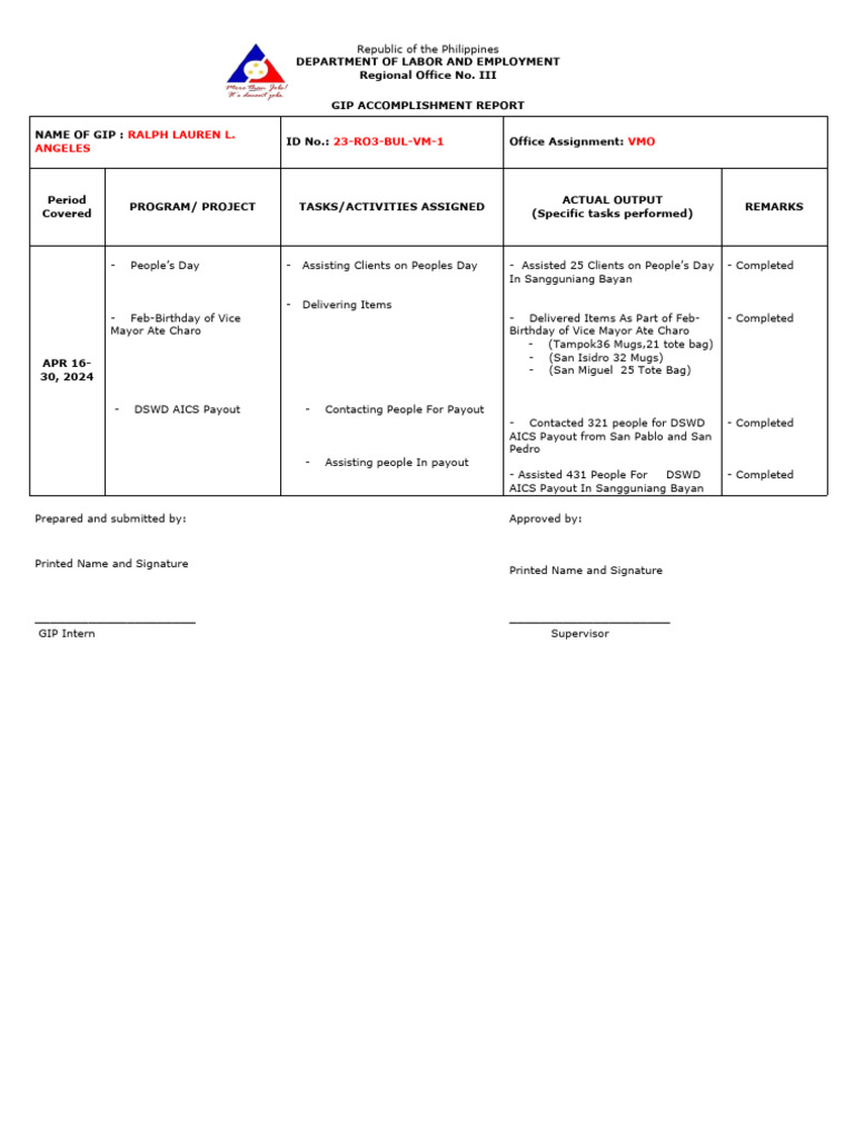 Accomplishment Report (16 - 30) | PDF | Commission On Elections ...